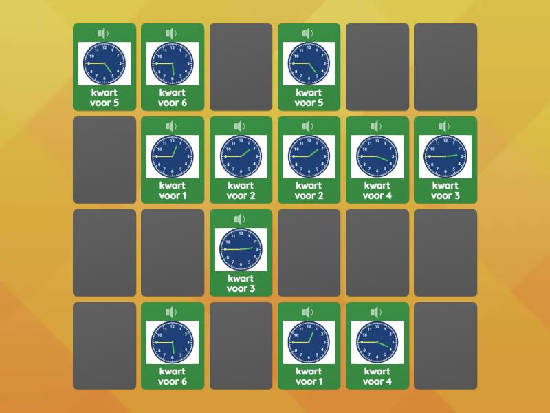 kwart voor - memory identieke gescheiden items - Matching pairs