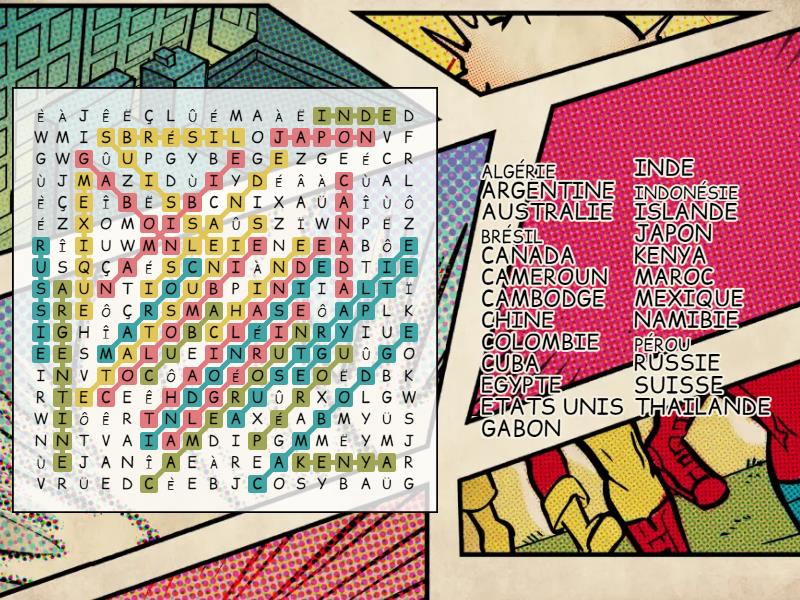 les pays du monde - Wordsearch