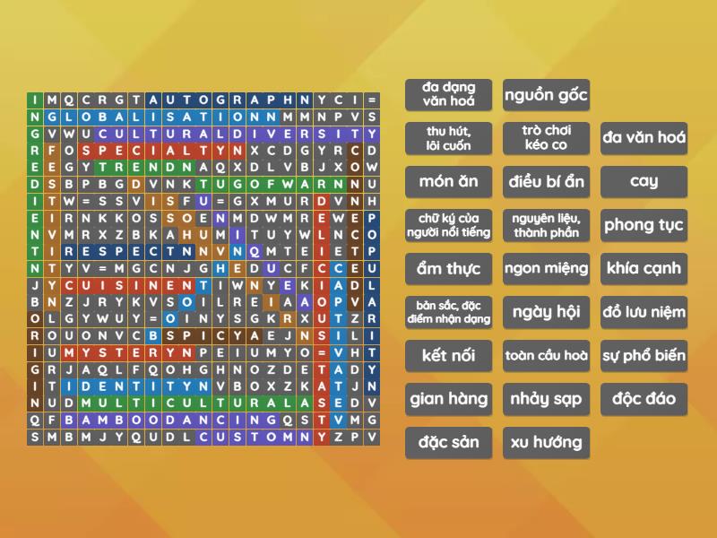 unit 2: A Multicultural world A - Wordsearch