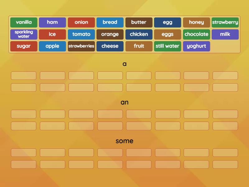 a / an / some - food (JE4) - Group sort