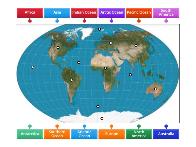 Continents and Oceans Review - Labelled diagram