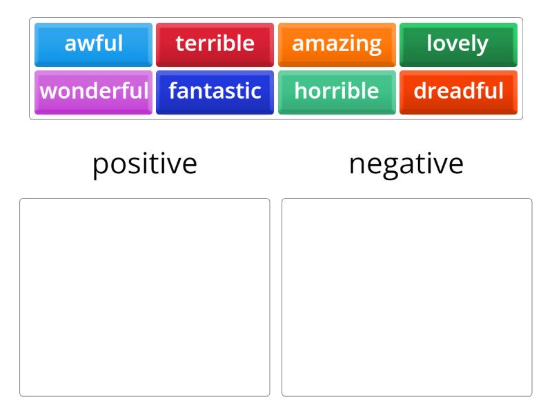 travel experiences more adjectives - Categorize