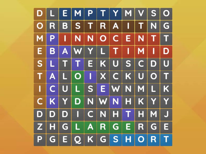 find opposite words. - Wordsearch