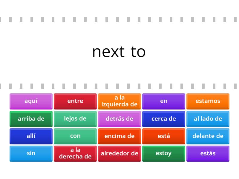 PREPOSITIONS AND ESTAR - Find the match