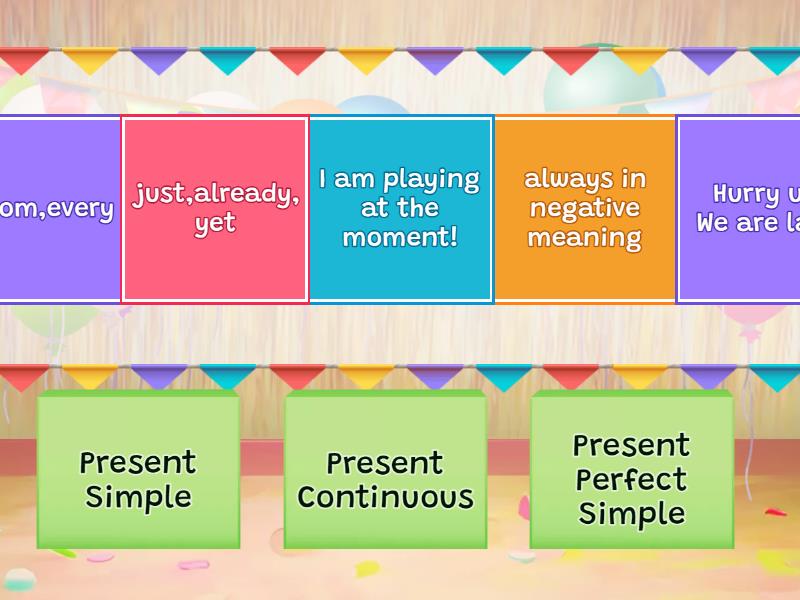 Present Simple/ Present Continuous/ Present Perfect - Speed sorting