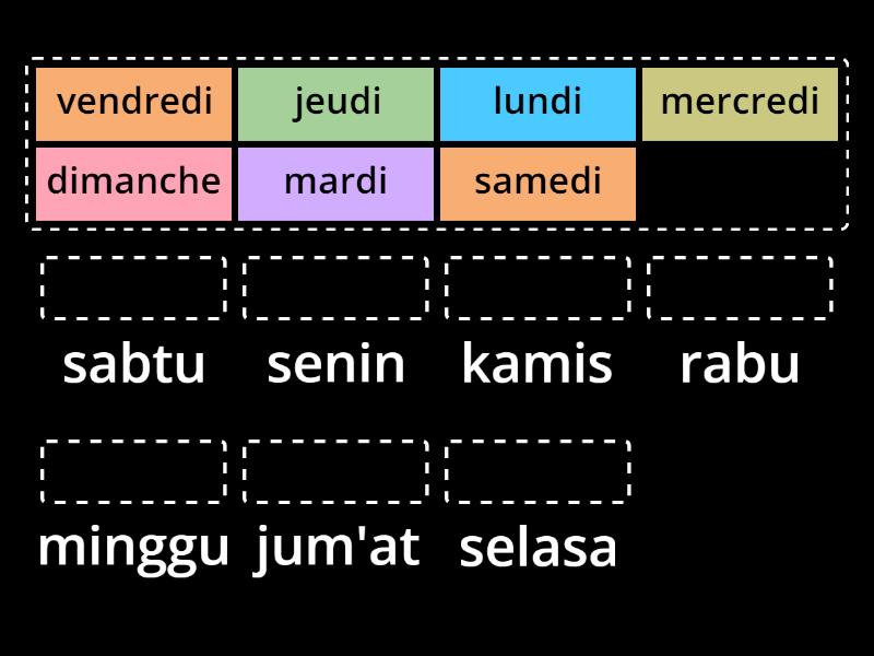 Les jours en français - Match up