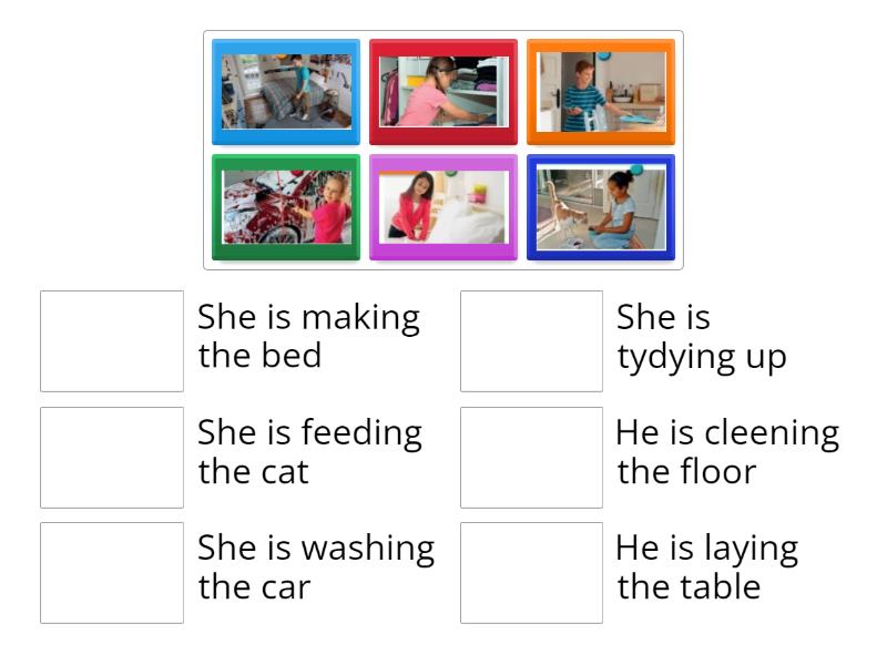 E1 Present continuous+chores - Match up