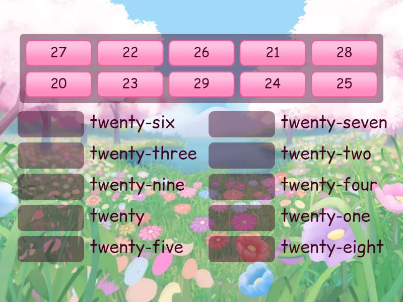 Numbers 20-29 - Match up