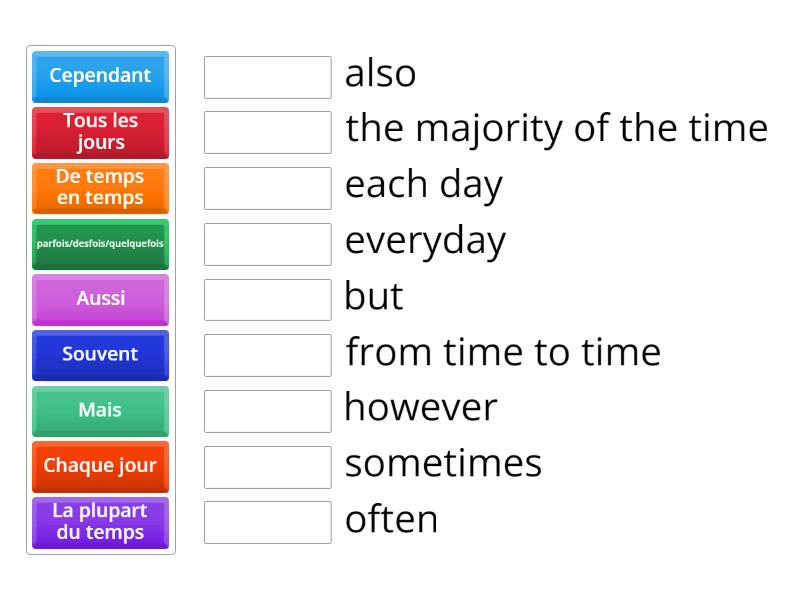 Time phrases- French and English - Match up
