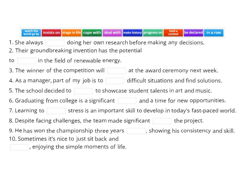 FCE: Collocations 1 - Complete the sentence