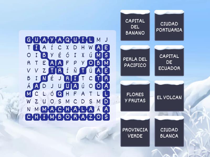 PROVINCIAS DEL ECUADOR - Wordsearch