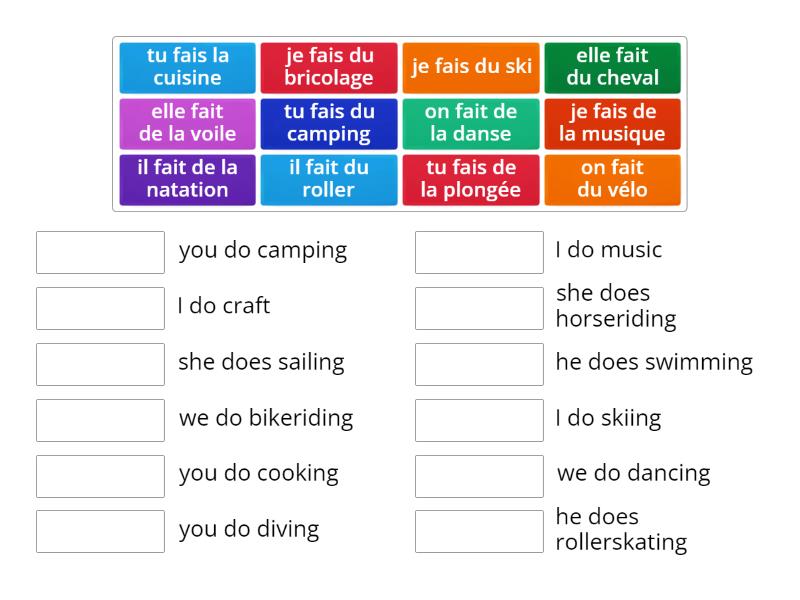 Faire + activities - Match up