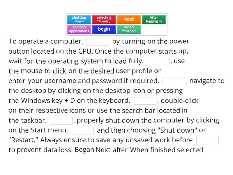 Procedure Text XI - Complete the sentence
