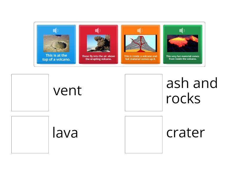 The eruption of a volcano. - Match up