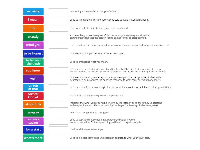 discourse markers and their functions - 匹配遊戲