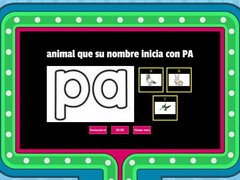 Sílabas de la letra "P". - Gameshow quiz