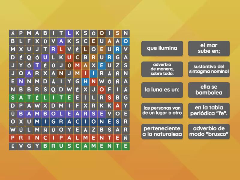 Encuentra y clasifica estas palabras - Wordsearch