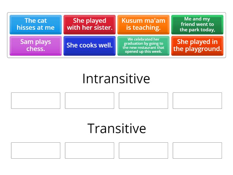 Transitive and Intransitive verb - Group sort