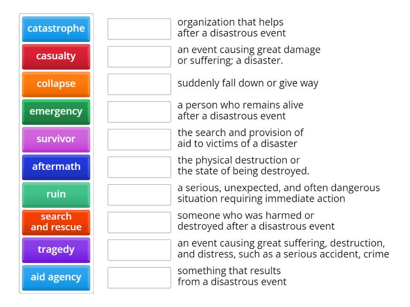 11 ADVANCED UNIT 6: LESSON 12 VOCABULARY - Match up
