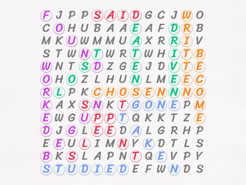 Past participle of verbs - Wordsearch