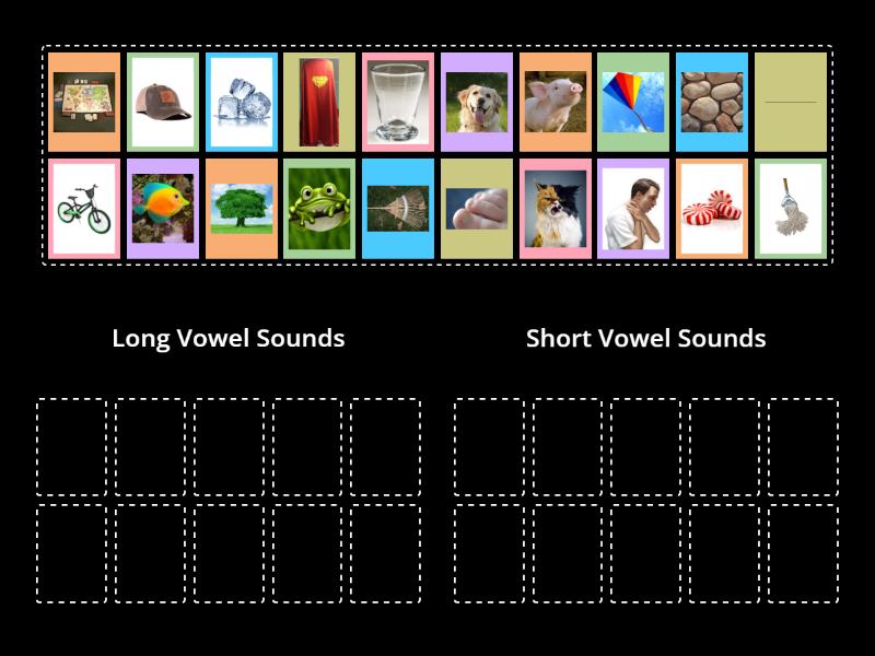 Long Vowel/Short Vowel-Picture Sort - Organizza per gruppo