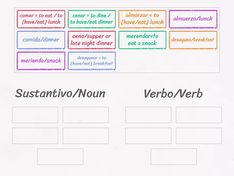 Sustantivo(noun) y Verbo (verb) - Group sort
