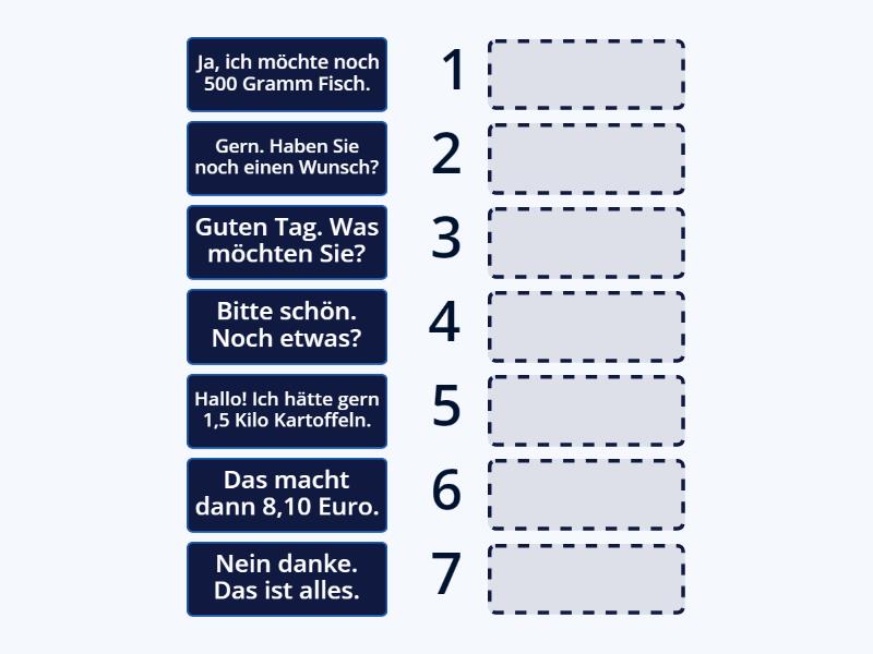 Sortieren Sie den Dialog. - Rank order