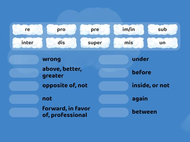 8th Prefixes - Match up