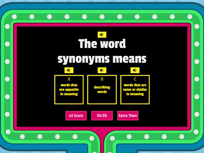 Synonyms Review - Home Economics Voabulary - Gameshow quiz