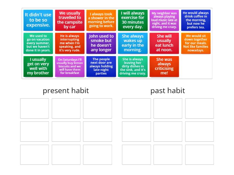 B2 present/past habits - Group sort