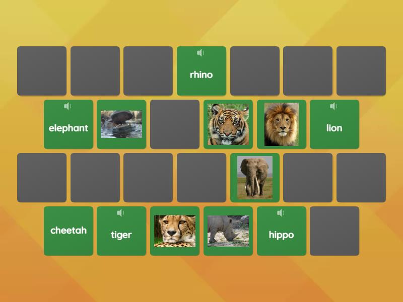 wild animals vocabulary - Matching pairs