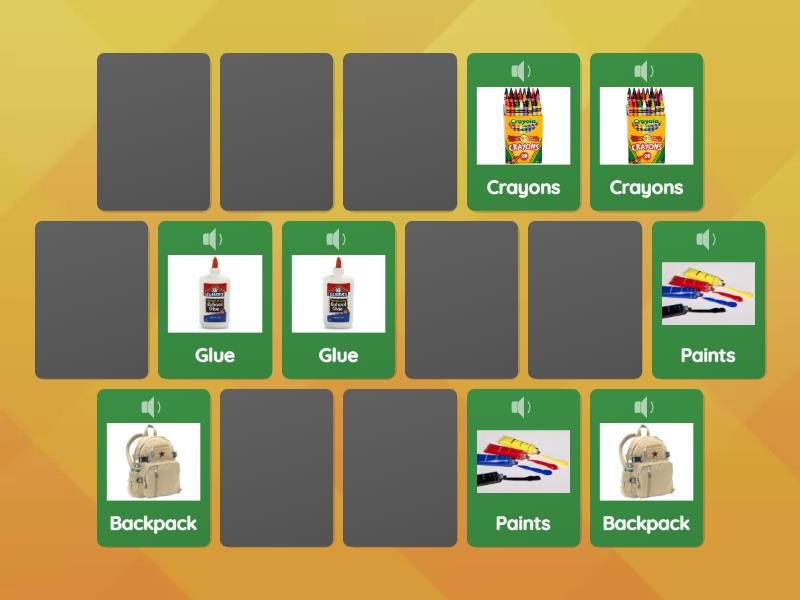 School Objects - 6º Ano - Memory game - Parejas