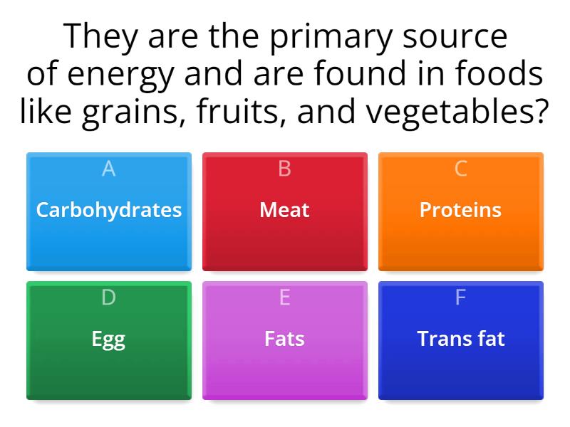 THE THREE MAIN FOOD GROUPS - Quiz