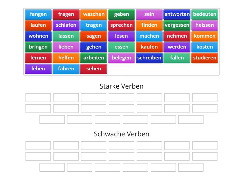 Regular (schwache) and Irregular (starke) Verben - Group sort