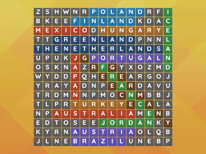 Countries - Wordsearch