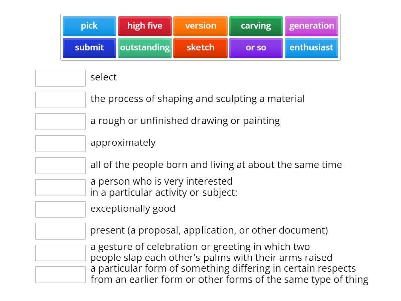 Young Archie Competition Matching Vocabulary - Match up
