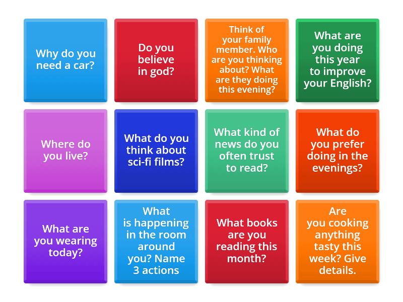 Roadmap B1 unit 1A Present Continuous Present Simple speaking - Flip tiles