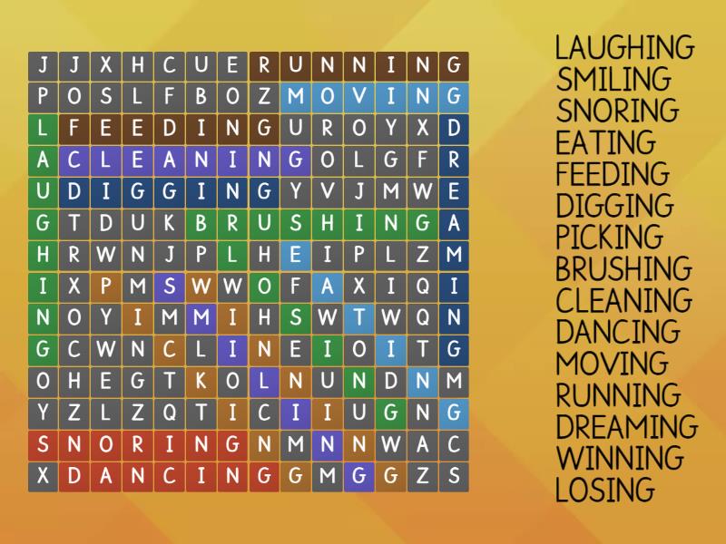 ING verbs - Wordsearch