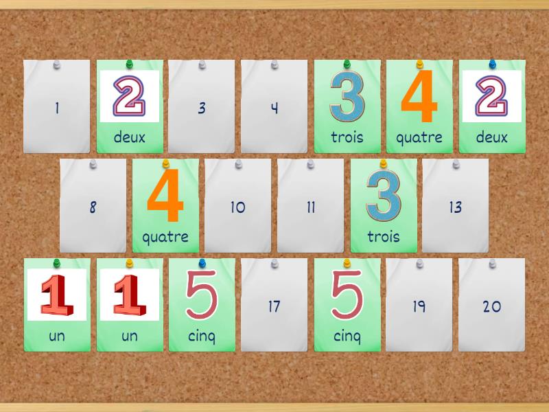Français Numéros 1-10 - Matching pairs