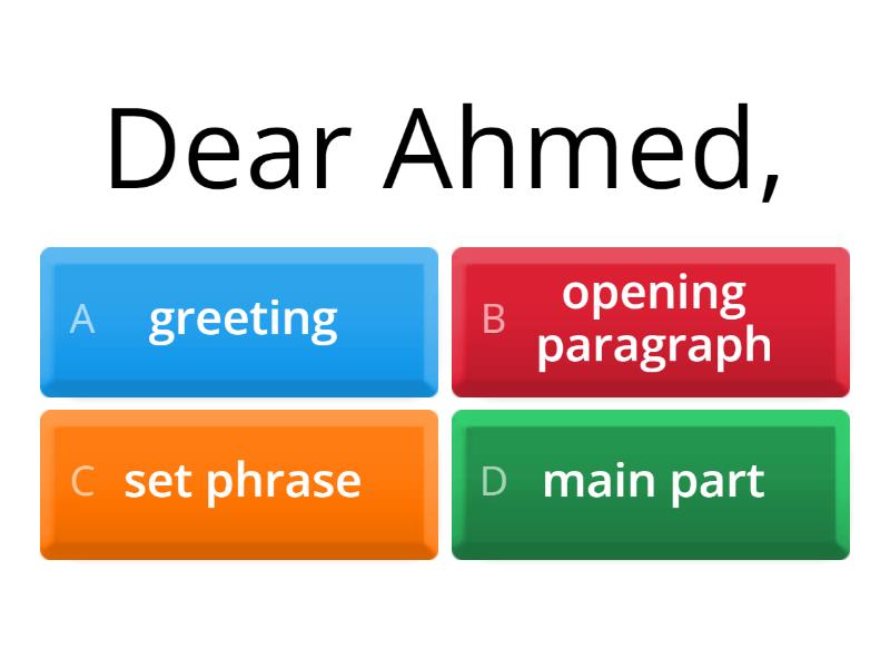 Grade 7 (Parts of informal email) - Quiz