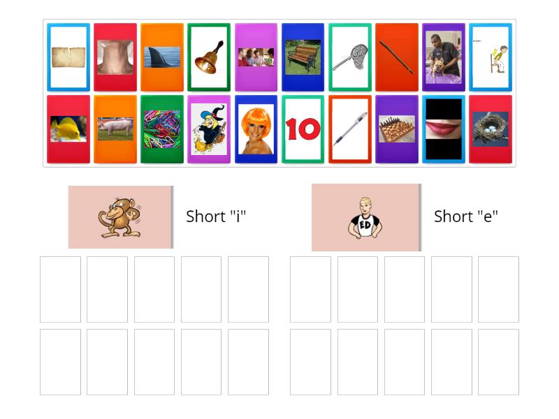 Short i and Short e Picture Sort - Group sort