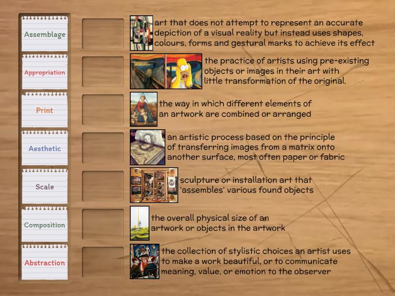 Visual Arts Glossary Term 2 - Match up
