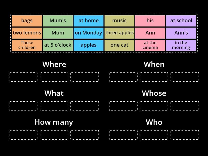 Question words - Group sort