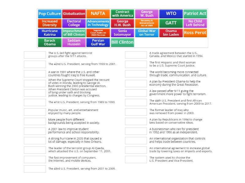 Unit 13: 90s & 2000s Review - Match up