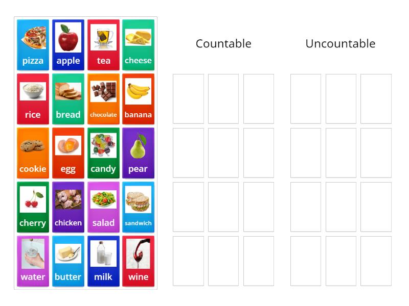 Countable vs uncountable nouns - Group sort