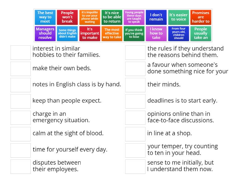verb noun collocations B2 roadmap - Match up