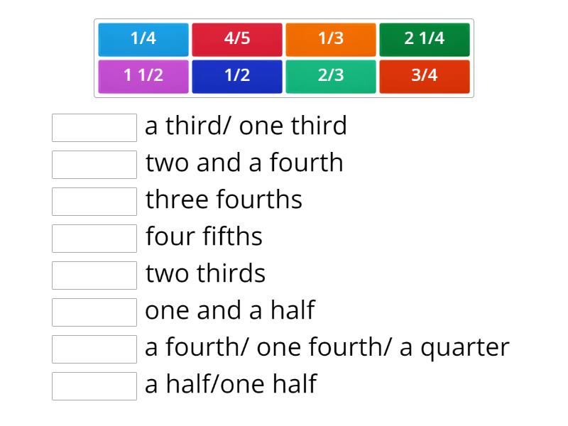 fractions - Match up