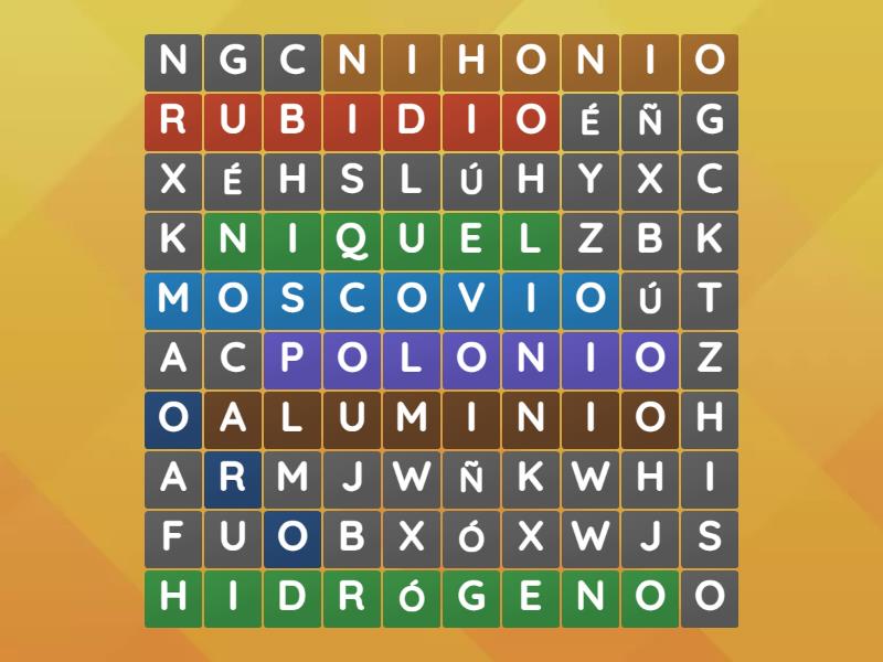 SOPA DE LETRAS TABLA PERIODICA - Wordsearch