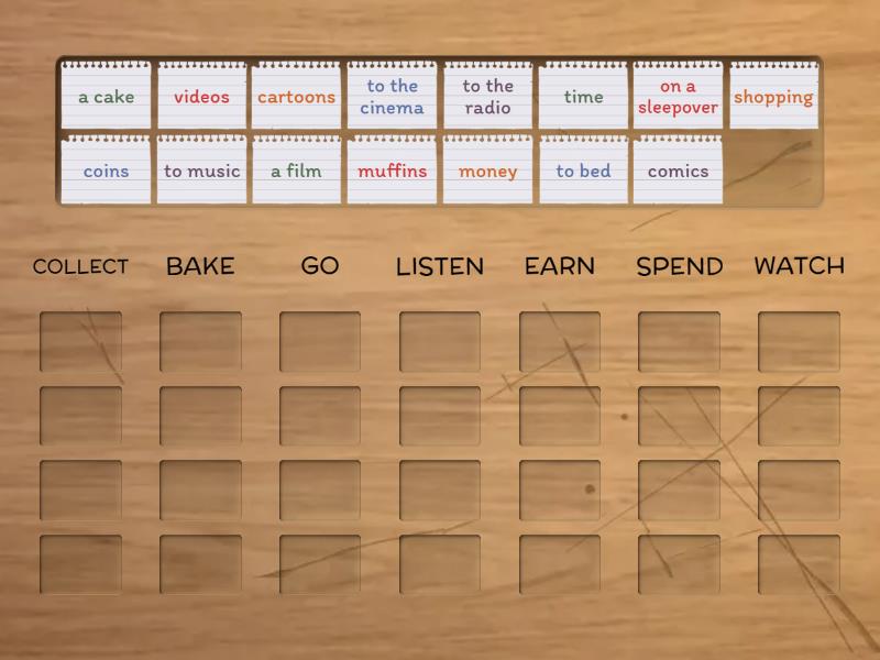 Gold experience A2 unit 1 - collocations - Group sort