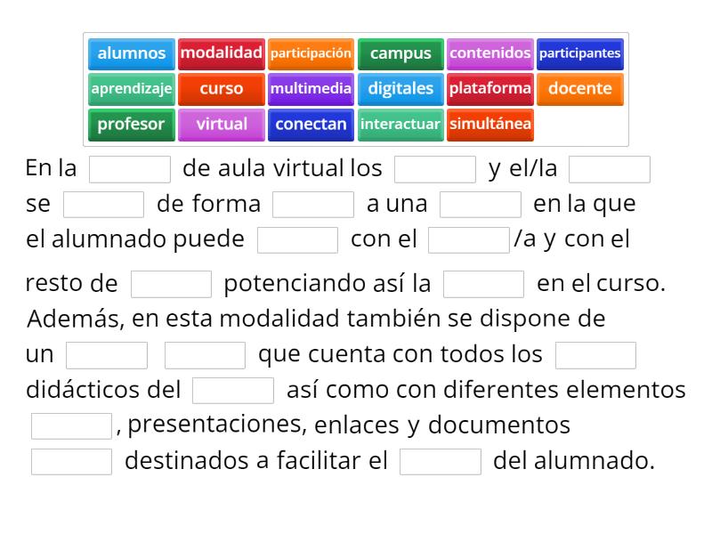 ¿Que es una aula Virtual? - Missing word